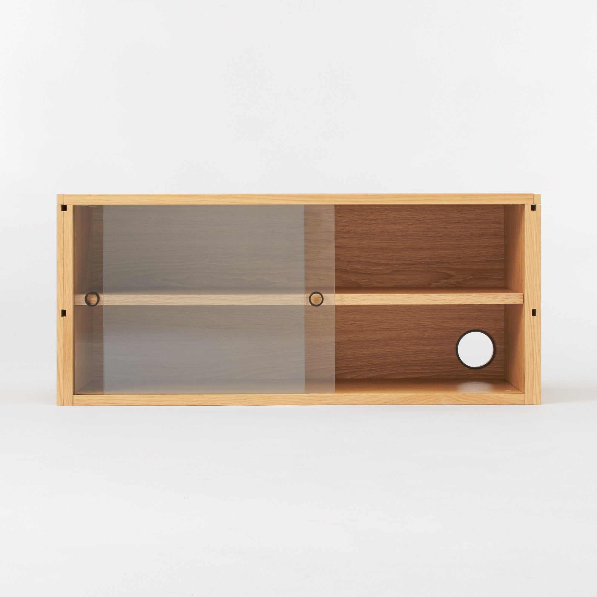 SUS Shelving Unit - Oak - Box With Glass Sliding Door - MUJI